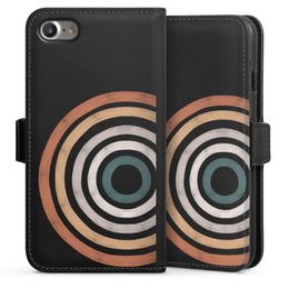DeinDesign iPhone SE (2022) Handy Klapph&uuml;lle Handyh&uuml;lle aus Kunst Leder schwarz Flip Case Circle Rainbow Water Colour Sideflip mit Lasche