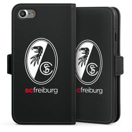 DeinDesign iPhone 8 Handy Klapph&uuml;lle Handyh&uuml;lle aus Kunst Leder schwarz Flip Case Sc Freiburg Official Licensed Product Coat Of Arms Sideflip mit Lasche