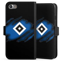 DeinDesign iPhone SE (2022) Handy Klapph&uuml;lle Handyh&uuml;lle aus Kunst Leder schwarz Flip Case Official Licensed Product Hsv Hamburger Sv Sideflip mit Lasche