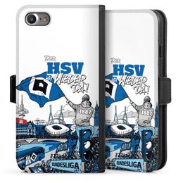 DeinDesign iPhone SE (2022) Handy Klapph&uuml;lle Handyh&uuml;lle aus Kunst Leder schwarz Flip Case Ascent Hamburger Sv Official Licensed Product Sideflip mit Lasche