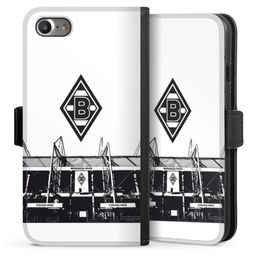 DeinDesign iPhone SE (2022) Handy Klapph&uuml;lle Handyh&uuml;lle aus Kunst Leder schwarz Flip Case Borussia M&ouml;nchengladbach Die Fohlen Stadium Sideflip mit Lasche