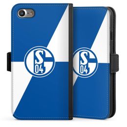 DeinDesign iPhone SE (2022) Handy Klapph&uuml;lle Handyh&uuml;lle aus Kunst Leder schwarz Flip Case Official Licensed Product Fc Schalke 04 Bundesliga Sideflip mit Lasche
