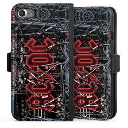 DeinDesign iPhone SE (2020) Handy Klapph&uuml;lle Handyh&uuml;lle aus Kunst Leder schwarz Flip Case Merchandise Acdc Official Licensed Product Sideflip mit Lasche