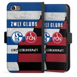 DeinDesign iPhone SE (2020) Handy Klapph&uuml;lle Handyh&uuml;lle aus Kunst Leder schwarz Flip Case Fc Schalke 04 Friendship 1. Fc N&uuml;rnberg Sideflip mit Lasche