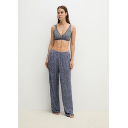 Marc O'Polo MARC O'POLO Damen Loungehose, Gr. XLblau grau, flower print, Jersey, Obermaterial: 92% Modal, 8% Elasthan, Hosen
