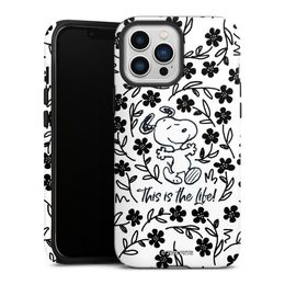 DeinDesign iPhone 13 Pro Max Handy Panzer Handyh&uuml;lle robuste Outdoor H&uuml;lle Schutzh&uuml;lle matt Peanuts Flowers Snoopy Tough Case