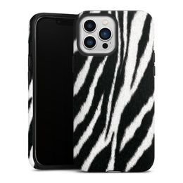DeinDesign iPhone 13 Pro Max Handy Panzer Handyh&uuml;lle robuste Outdoor H&uuml;lle Schutzh&uuml;lle matt Fur Muster Zebra Tough Case