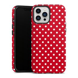 DeinDesign iPhone 13 Pro Max Handy Panzer Handyh&uuml;lle robuste Outdoor H&uuml;lle Schutzh&uuml;lle matt Points Polka Dots Retro Tough Case