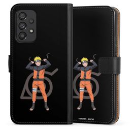 DeinDesign Galaxy A53 5G Handy Klapph&uuml;lle Handyh&uuml;lle aus Kunst Leder schwarz Flip Case Anime Naruto Shippuden Official Licensed Product Sideflip mit langer 
