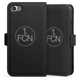 DeinDesign iPhone SE (2022) Handy Klapph&uuml;lle Handyh&uuml;lle aus Kunst Leder schwarz Flip Case 1. Fc N&uuml;rnberg 1. Fcn Transparent Sideflip mit Lasche