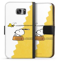 DeinDesign Galaxy S7 Handy Klapph&uuml;lle Handyh&uuml;lle aus Kunst Leder schwarz Flip Case Snoopy Peanuts Children Sideflip mit langer Lasche
