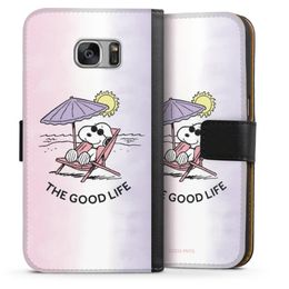 DeinDesign Galaxy S7 Handy Klapph&uuml;lle Handyh&uuml;lle aus Kunst Leder schwarz Flip Case Snoopy Official Licensed Product Peanuts Sideflip mit langer Lasche