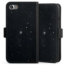 DeinDesign iPhone SE (2020) Handy Klapph&uuml;lle Handyh&uuml;lle aus Kunst Leder schwarz Flip Case Space Astronaut Weltall Sideflip mit Lasche