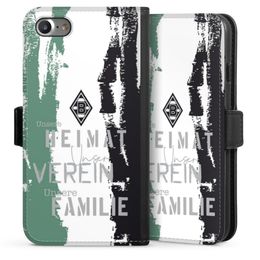 DeinDesign iPhone SE (2020) Handy Klapph&uuml;lle Handyh&uuml;lle aus Kunst Leder schwarz Flip Case Official Licensed Product Borussia M&ouml;nchengladbach Statement Sideflip 