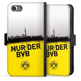 DeinDesign iPhone SE (2022) Handy Klapph&uuml;lle Handyh&uuml;lle aus Kunst Leder schwarz Flip Case Borussia Dortmund Statement Bvb Sideflip mit Lasche