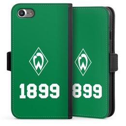 DeinDesign iPhone 8 Handy Klapph&uuml;lle Handyh&uuml;lle aus Kunst Leder schwarz Flip Case Statement Official Licensed Product Sv Werder Bremen Sideflip mit Lasche