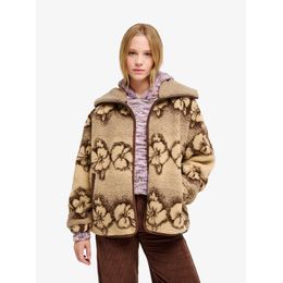 Roxy Damen Fleecejacke "FEELS LIKE WINTER"peeble hibi sherpa, Gr. XL, Obermaterial: 100% Polyester, Jacken, f&uuml;r Sportmode und Wintermode, sportlicher
