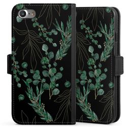 DeinDesign iPhone SE (2022) Handy Klapph&uuml;lle Handyh&uuml;lle aus Kunst Leder schwarz Flip Case Eukalyptus Leaves Nature Sideflip mit Lasche