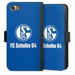DeinDesign iPhone SE (2022) Handy Klapph&uuml;lle Handyh&uuml;lle aus Kunst Leder schwarz Flip Case Fc Schalke 04 Official Licensed Product Logo Sideflip mit Lasche