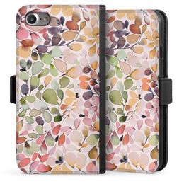 DeinDesign iPhone SE (2020) Handy Klapph&uuml;lle Handyh&uuml;lle aus Kunst Leder schwarz Flip Case Muster Eukalyptus Pattern Sideflip mit Lasche