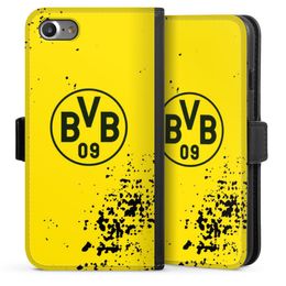 DeinDesign iPhone SE (2022) Handy Klapph&uuml;lle Handyh&uuml;lle aus Kunst Leder schwarz Flip Case Borussia Dortmund Borusse Official Licensed Product Sideflip mit Lasche