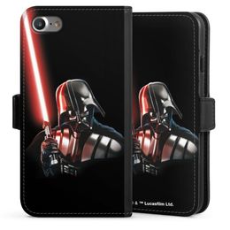 DeinDesign iPhone 8 Handy Klapph&uuml;lle Handyh&uuml;lle aus Kunst Leder schwarz Flip Case Darth Vader Merchandise Star Wars Sideflip mit Lasche