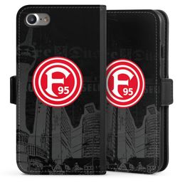 DeinDesign iPhone SE (2020) Handy Klapph&uuml;lle Handyh&uuml;lle aus Kunst Leder schwarz Flip Case Logo Official Licensed Product Fortuna D&uuml;sseldorf Sideflip mit Lasche