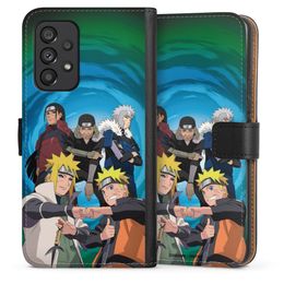 DeinDesign Galaxy A53 5G Handy Klapph&uuml;lle Handyh&uuml;lle aus Kunst Leder schwarz Flip Case Hokage Naruto Shippuden Official Licensed Product Sideflip mit langer 