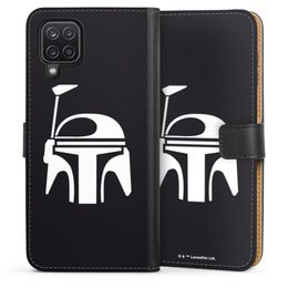 DeinDesign Galaxy A12 Handy Klapph&uuml;lle Handyh&uuml;lle aus Kunst Leder schwarz Flip Case The Mandalorian Star Wars Boba Fett Sideflip mit langer Lasche