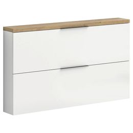 Xora Schuhkipper, Eiche, Wei&szlig; Hochglanz, Holzwerkstoff, 140x82x19 cm, h&auml;ngend, Garderobe, Schuhaufbewahrung, Schuhkipper