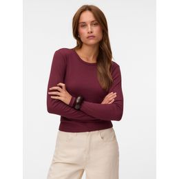 V&eacute;ro Moda VERO MODA Damen Langarmshirt "VMCHLOE LS SHORT TOP JRS NOOS"windsor wine, Gr. XL, unifarben, Feinripp, Obermaterial: 95% Baumwolle, 5% Elasthan,