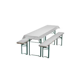 NYVI Bierbankauflagen Set NYVIGala 3 teilig - Auflagen f&uuml;r Bierzeltgarnitur - Tischdecke f&uuml;r Biertisch & Sitzpolster f&uuml;r Bierb&auml;nke Farbe:Wei&szlig;;Gr&ouml;&szlig;e:240x70 cm