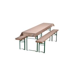 NYVI Bierbankauflagen Set NYVIGala 3 teilig - Auflagen f&uuml;r Bierzeltgarnitur - Tischdecke f&uuml;r Biertisch & Sitzpolster f&uuml;r Bierb&auml;nke Farbe:Beige;Gr&ouml;&szlig;e:240x90 cm
