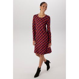 Damen Jerseykleidorangerot, lila, braun, Gr. 38, Aniston SELECTED, Rautenmuster, bedruckt, gemustert, Milano Rib, Obermaterial: 85% Viskose, 10%