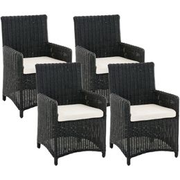 CLP Gartenstuhl 4er Set Fontana, Polyrattan Gartenst&uuml;hle, Hochlehner mit Sitzkissen, Wetterfeste Garten-Sessel mit Armlehnen, Outdoor Stuhlset