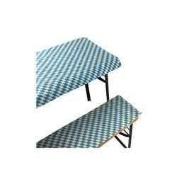 NYVI Bierbankauflagen Set NYVIGala 3 teilig - Auflagen f&uuml;r Bierzeltgarnitur - Tischdecke f&uuml;r Biertisch & Sitzpolster f&uuml;r Bierb&auml;nke Farbe:Bayrische Raute;Gr&ouml;&szlig;e:240x70 cm