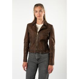 Mauritius Damen Lederjacke "MWNyxa", braun, Gr. L, gemustert, Obermaterial: 100% Schafsleder. Futter: 100% Baumwolle. &Auml;rmelfutter: 100% Polyester,