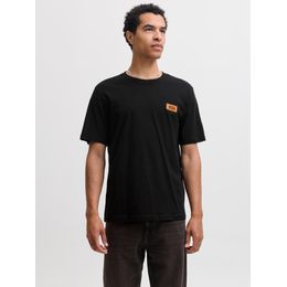 Jack & Jones JACK & JONES Herren Rundhalsshirt "JJRUSH TEE SS CREW NECK SN"schwarz, Gr. S, bedruckt, Jersey, Obermaterial: 100% Baumwolle, Shirts, Baumwolle,