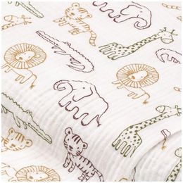 buttinette Musselin/Doppel-Gaze "Zootiere", wei&szlig;-color