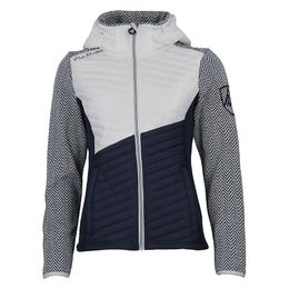 Peak Mountain &Uuml;bergangsjacke in Wei&szlig;/ Dunkelblau - 65% | Gr&ouml;&szlig;e S | Damenjacken