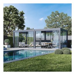 Weide Glasschiebet&uuml;r Schiebepaneel F&uuml;r Pergola Slim Frame Alu Anthrazit3.6 Meter Anthrazit