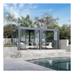 Weide Glasschiebet&uuml;r Schiebepaneel F&uuml;r Pergola Slim Frame Alu Anthrazit2.65 Meter Anthrazit