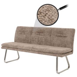 Sitzbank MCW-H70, Esszimmerbank Bank Polsterbank, Lehne Stoff/Textil Chenille Edelstahl geb&uuml;rstet 180cm ~ braun