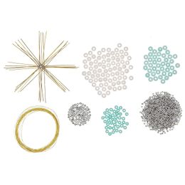 buttinette Drahtschneeflocken-Set, wei&szlig;-silber-t&uuml;rkis, 5 St&uuml;ck