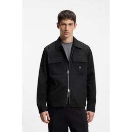 Hugo Herren Outdoorhemd "Elack"schwarz001, Gr. S, unifarben, Web, Obermaterial: 100% Polyester, Hemden, Oversize Fit, k&uuml;rzer geschnitten,