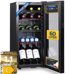 Sommertal K&uuml;hlschrank GK 60&ndash; Leiser Getr&auml;nkek&uuml;hlschrank mit LED, Touchscreen & Schloss kleiner Flaschenk&uuml;hlschrank schwarz 60L