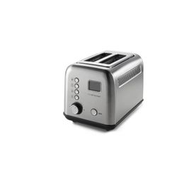riviera&;bar Stainless Steel 2 short slot full autom. Toaster (2-Scheiben, Parallelschlitz, Edelstahl, 900 W, 9 Br&auml;unungsstufen, 5 Spezialprogramme, Vollkornfunktion, Auftaufunktion, Aufw&auml;rmfunktion, LCD-Display mit Countdown)