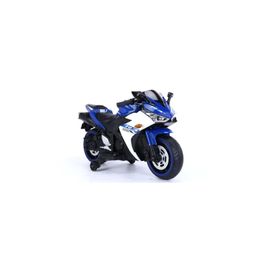 ES-Toys Kinder Elektromotorrad 888 Musikfunktion, St&uuml;tzr&auml;der, LED-Scheinwerfer blau