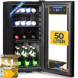 Sommertal K&uuml;hlschrank GK 50&ndash; Leiser Getr&auml;nkek&uuml;hlschrank mit LED, Touchscreen & Schloss kleiner Flaschenk&uuml;hlschrank schwarz 50L