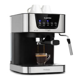 Klarstein Arabica Espressomaschine 1050W 15 Bar 1,5l Touch-Bedienfeld Edelstahl